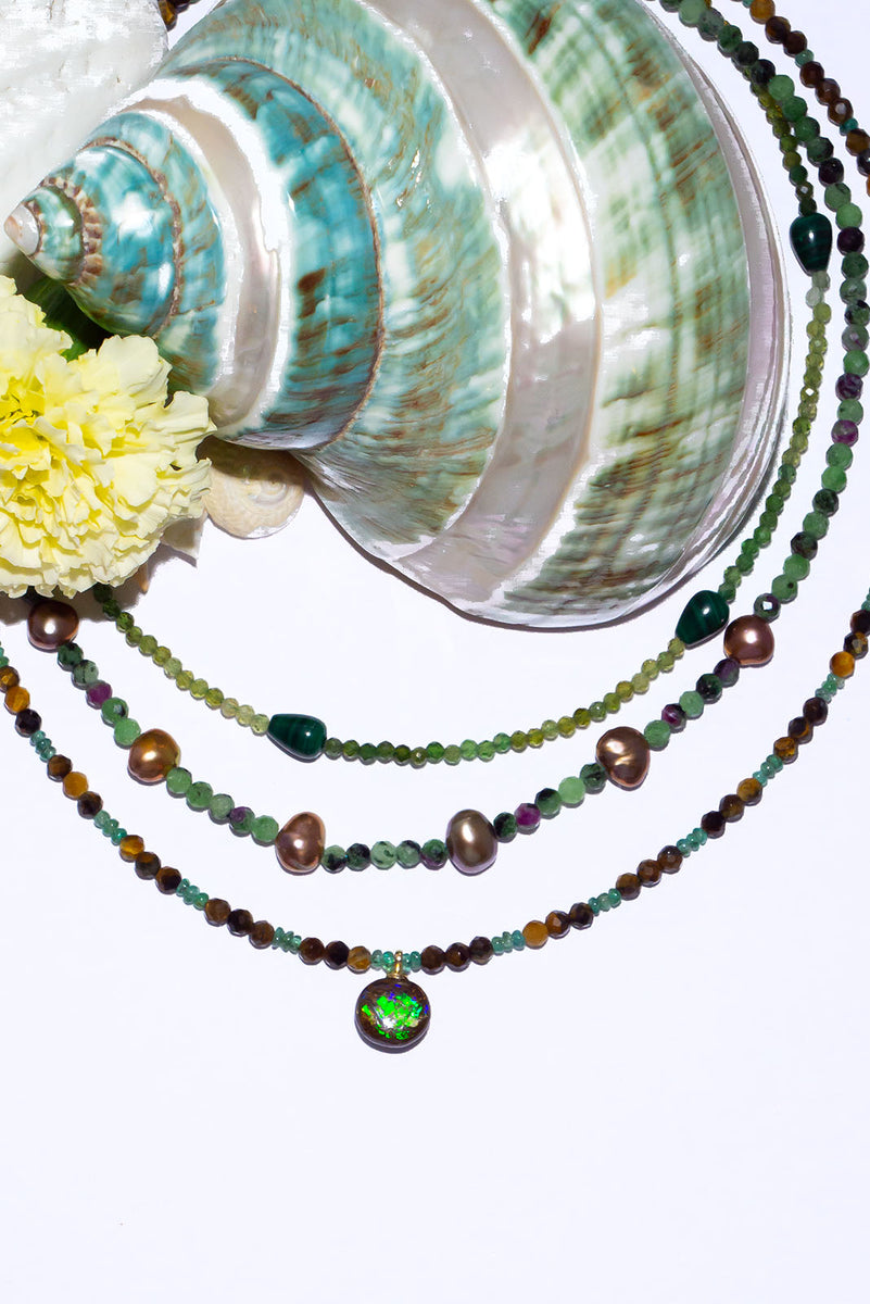Necklace Gemstone Forest Fern Opal | Mombasa Rose | Handmade Brisbane