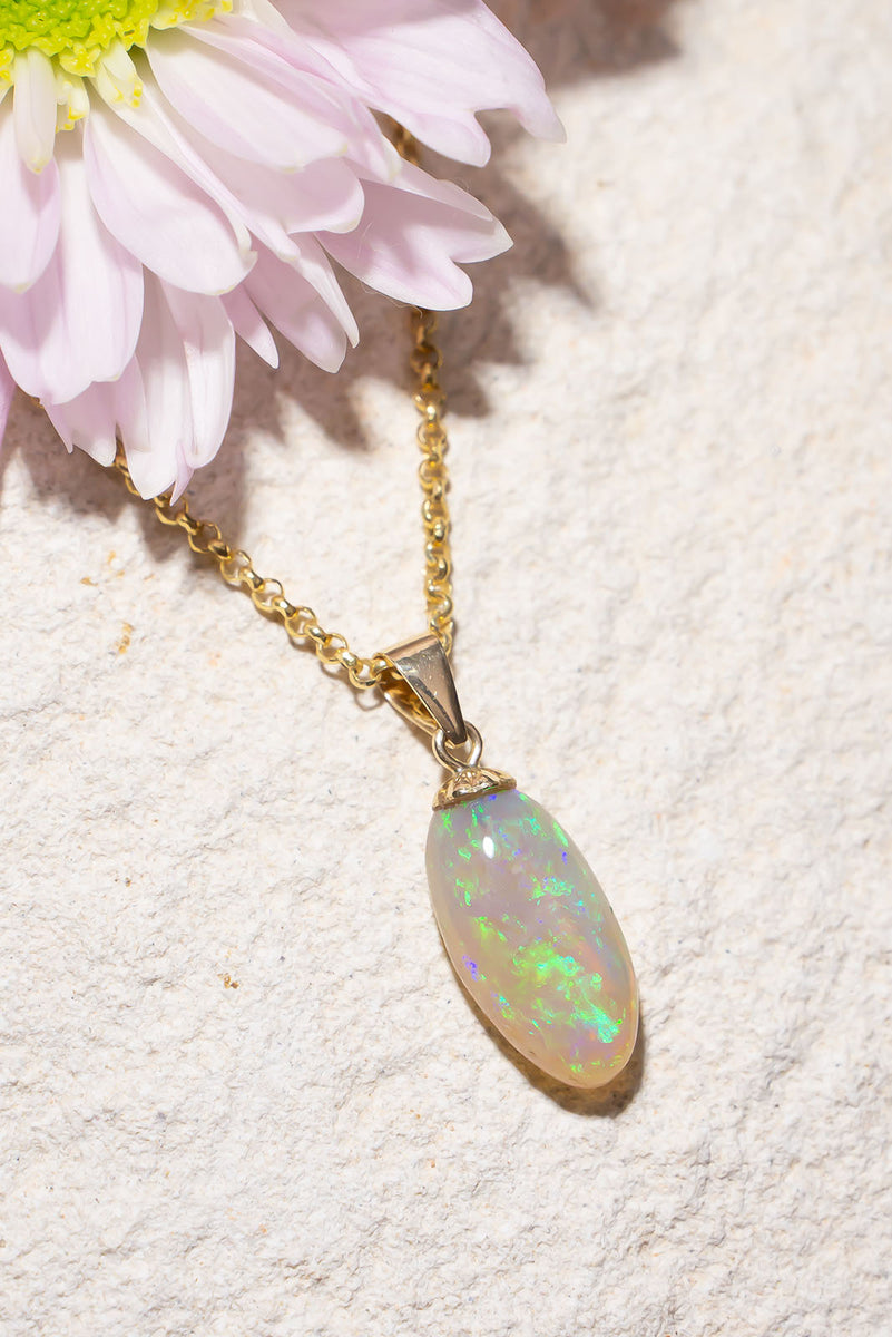 Pendant Australian Opal cosmic Green | Mombasa Rose | Handmade Jewels