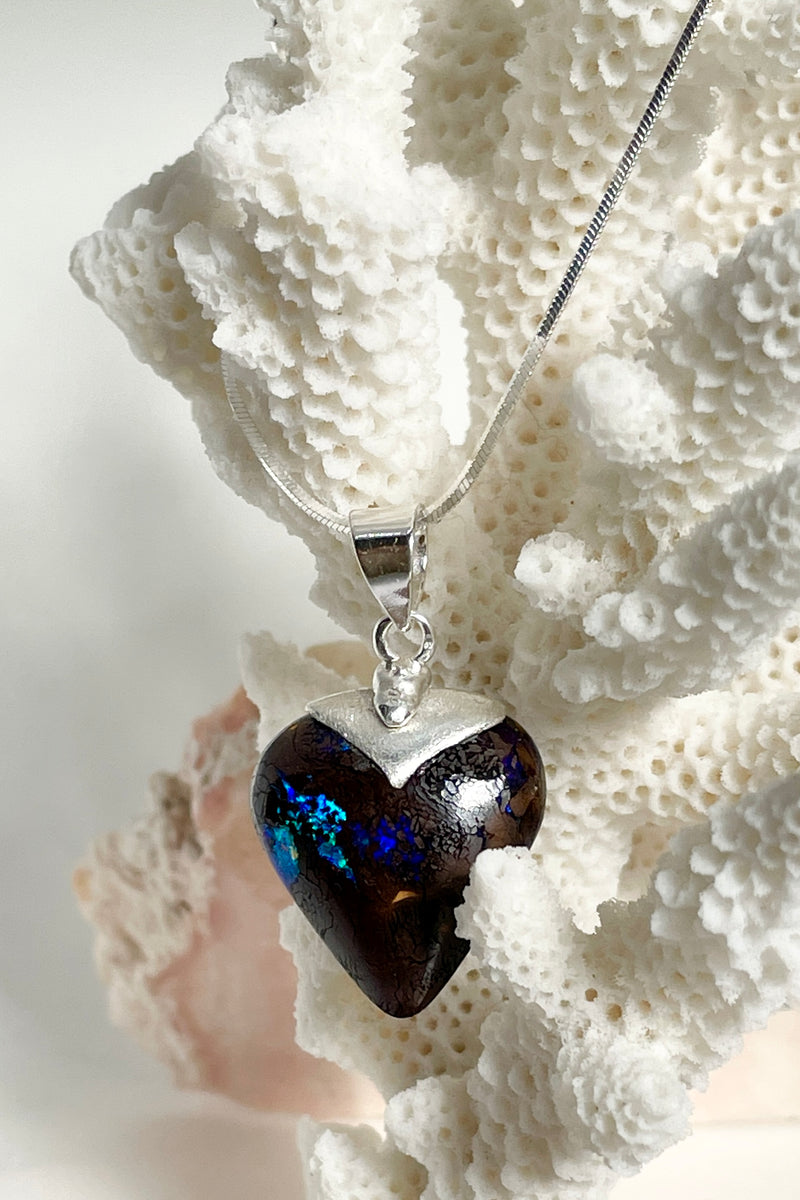 Heart Shaped Australian Opal Pendant | Mombasa Rose Boutique | Opals